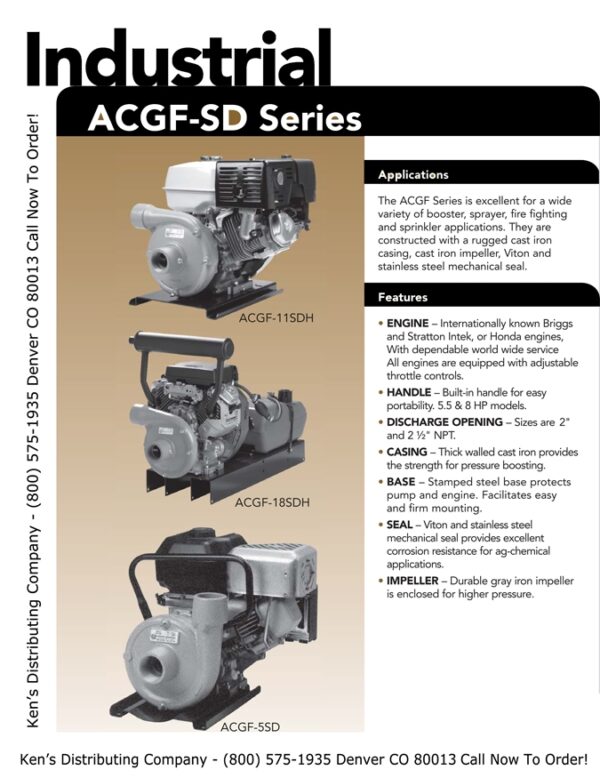 Monarch ACGF-8SD Gas Engine Driven Pump & Repair Parts | Ken's ...